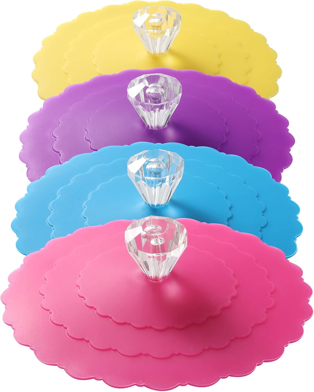 Amazon.com: Silicone Cup Covers (Set of 4) ， Multicolored Silicone Lids ...