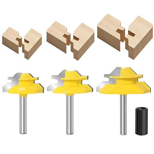 Amazon.com: Xishuihe 3PCS 45 Degree Lock Miter Router Bit Set, 1/4 Inch ...