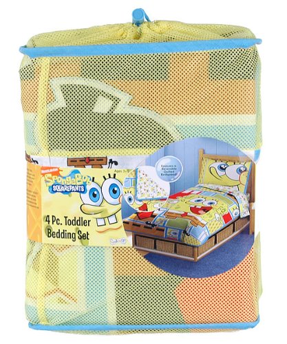 Amazon.com : SpongeBob 4 Piece Reversible Toddler Bedding Set : Baby