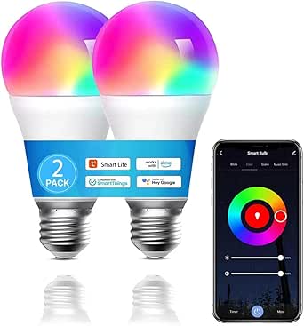 Nuoxuprms Smart Bulb, Smart Light Bulbs, Dimmable Wi-Fi Colour Changing ...
