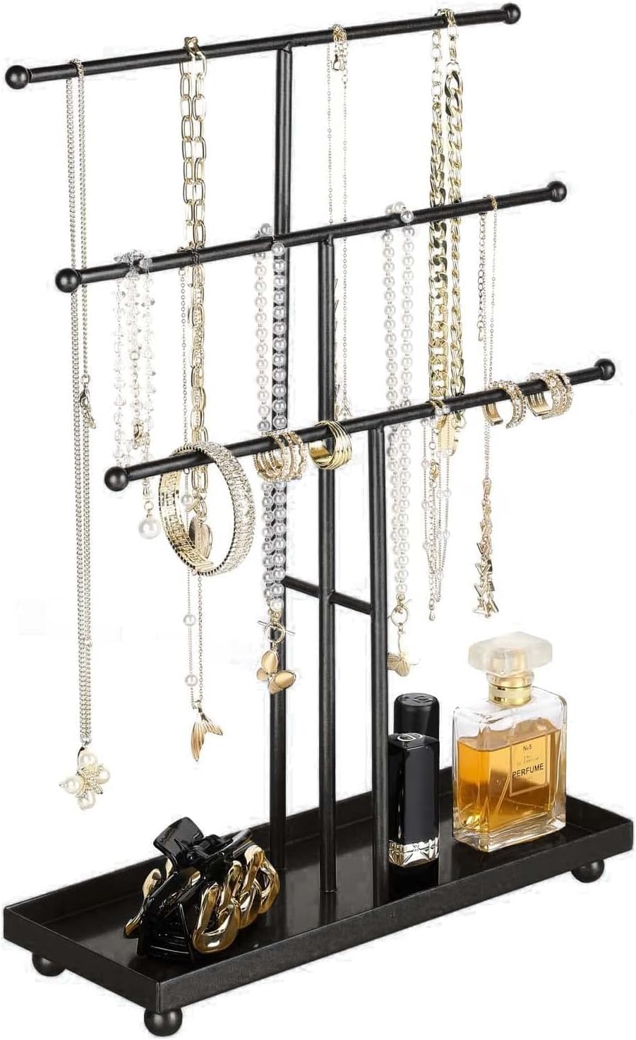 VASA NAMA Organizador de Joyas Metal Negro 3 Niveles, Estante de Joyas ...