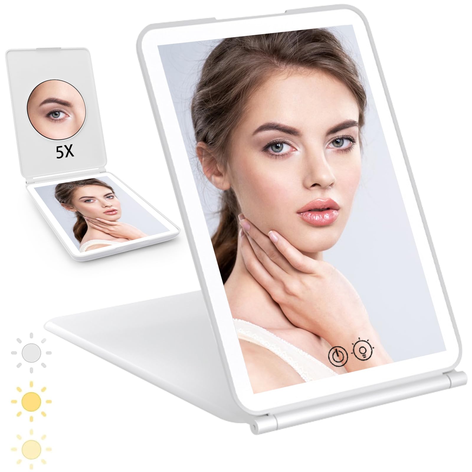 Amazon.com: Travel Makeup Mirror with Light,Rechargeable Led Mirror ...