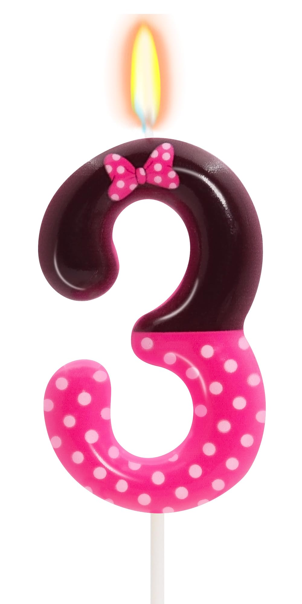 Amazon.com: 3rd Pink Black Birthday Candles for Girls, Pink Mouse Cake ...