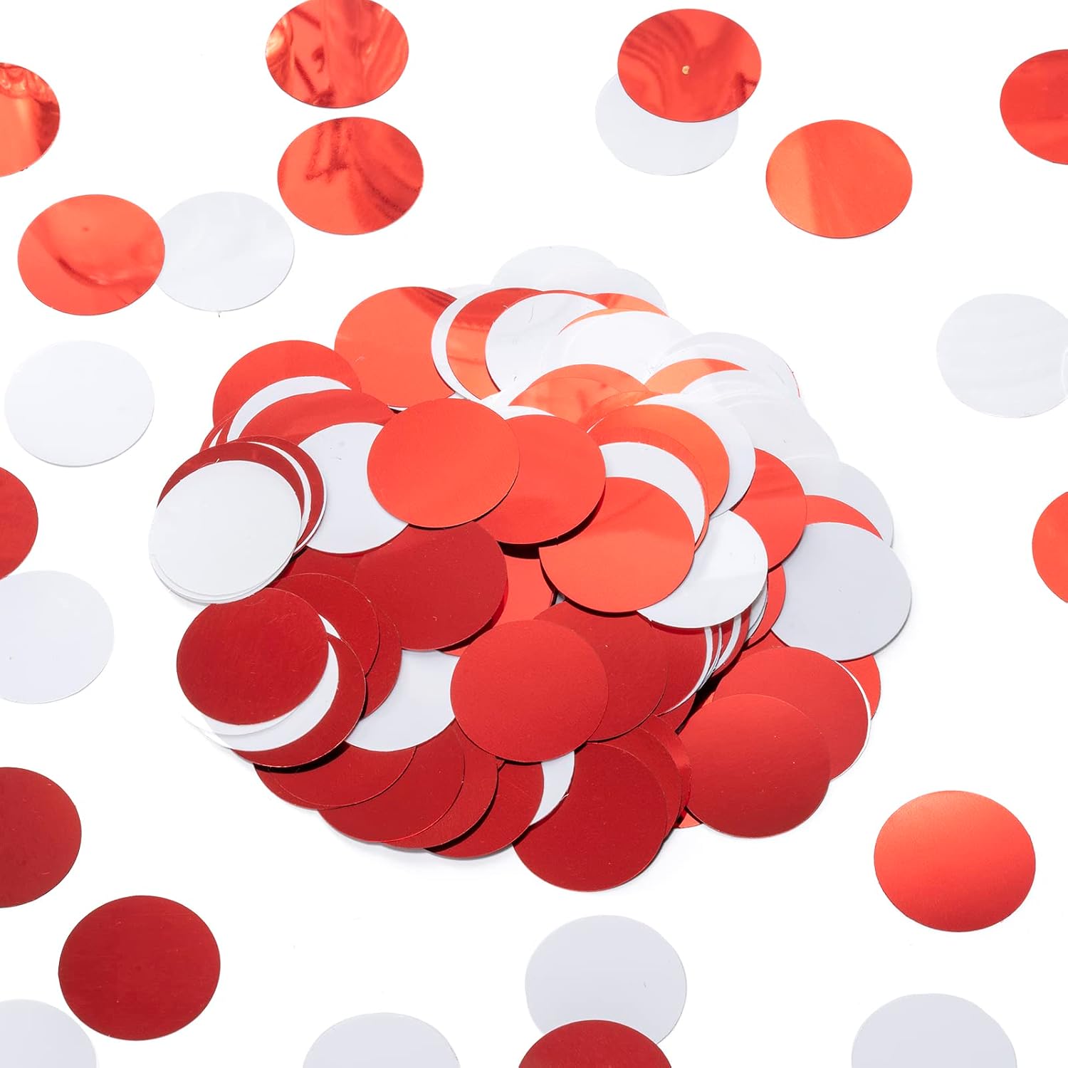 Amazon.com: Red White Table Confetti Party Decorations Metallic Circle ...