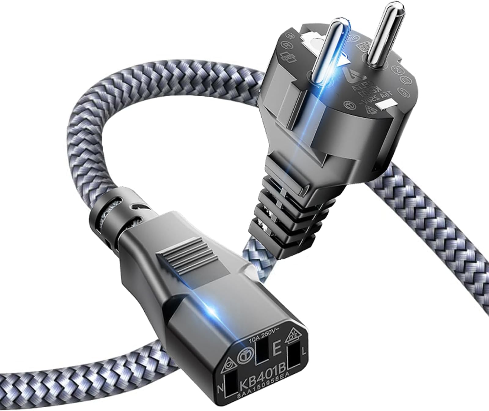 Amazon.com: European Power Cord, Goalfish Nylon Braided Europlug ...