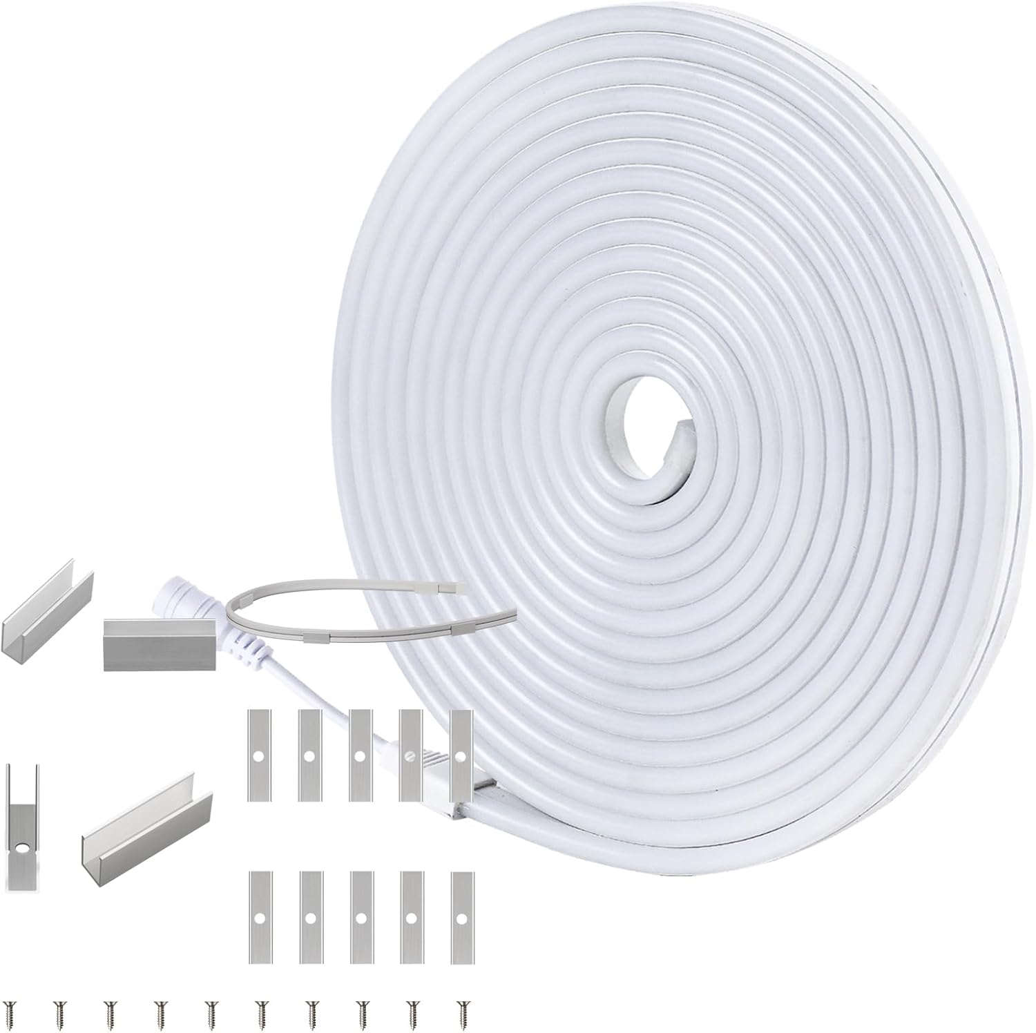 Amazon.com: OWOFYDR 12V White Neon Light Strip 5M/16.4FT & 20 Aluminum ...