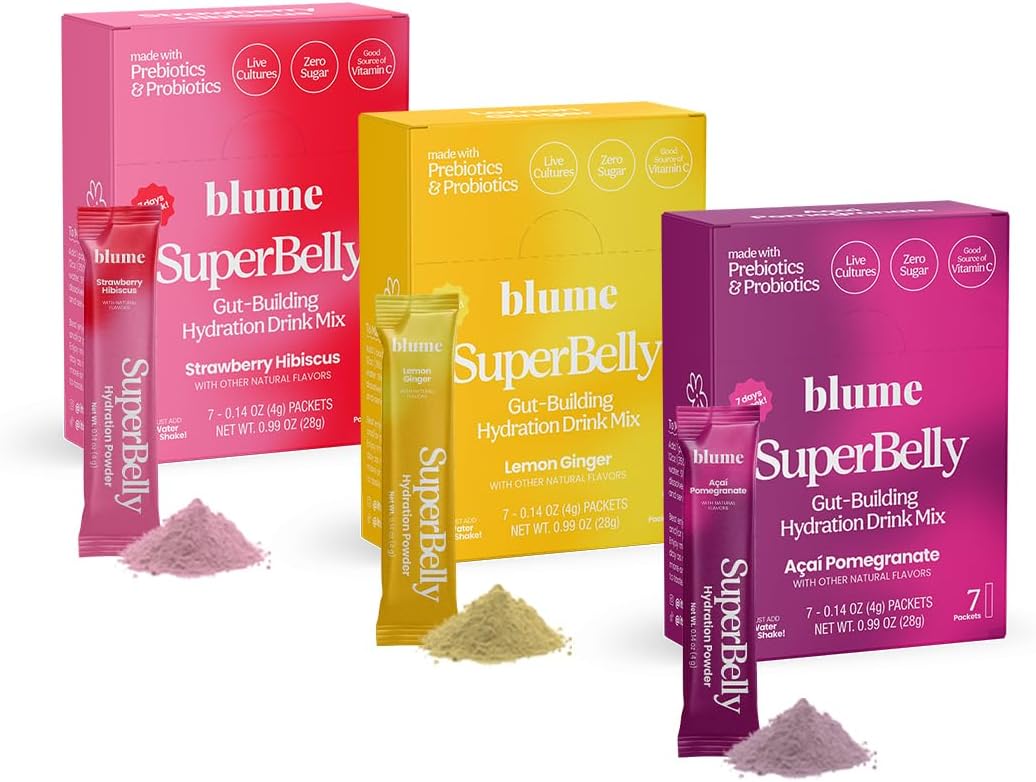 Amazon.com: Blume SuperBelly Variety Pack, Gut Health Hydration Packets ...
