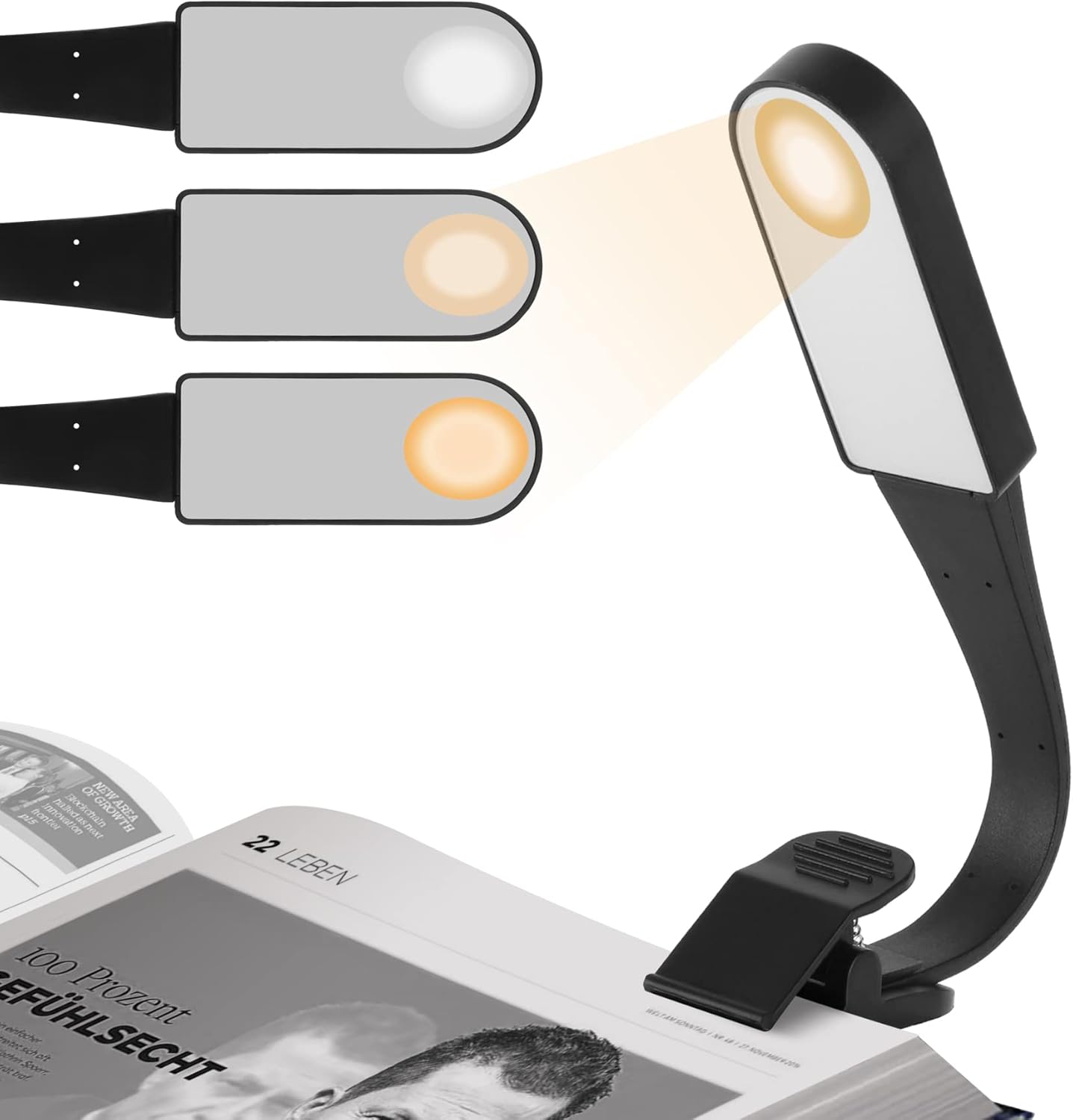 Luz de Lectura - Mini Libro Luz Recargable con Sensor Táctil - 3 Modos ...