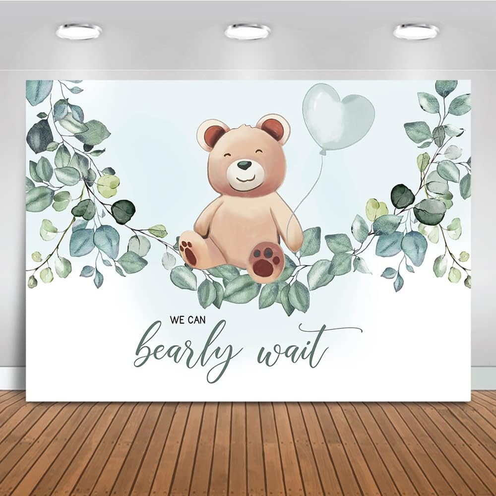 Amazon.com : Mocsicka Boy Bear Baby Shower Backdrop We Can Bearly Wait ...