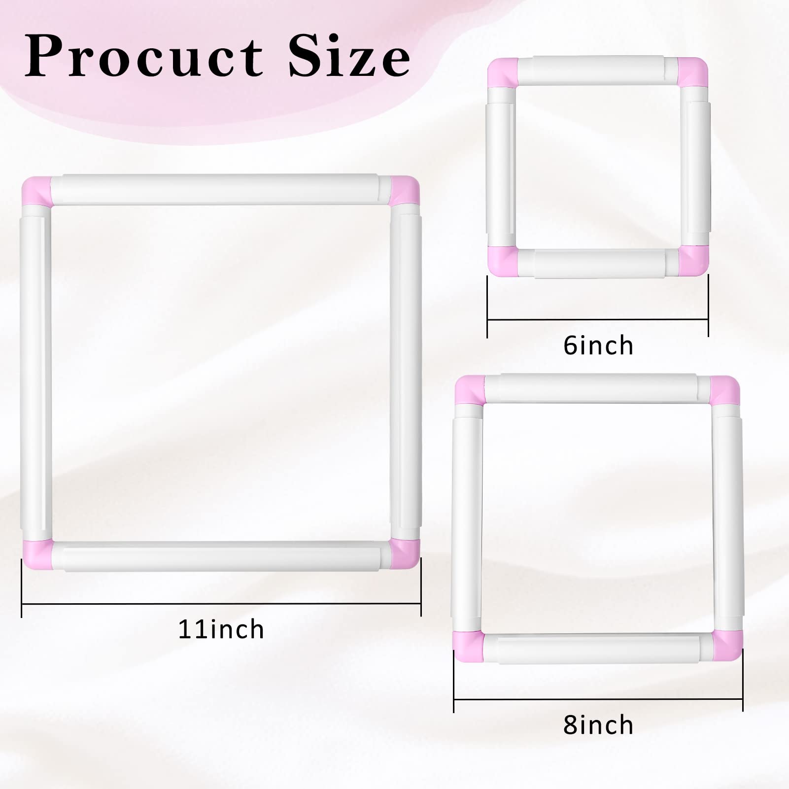 Snapklik.com : Pllieay 3 Pack Square Embroidery Hoops, Plastic Cross ...