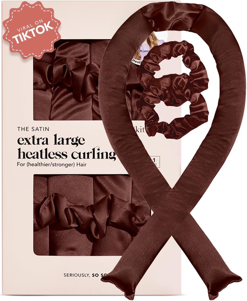 Amazon.com : Kitsch Satin XL Jumbo Hair Rollers for Overnight Curls ...