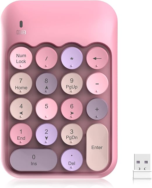 Amazon.com: PINKCAT Wireless Number Pad, Cute 18 Keys Numeric Keypad ...