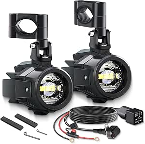 Amazon.com: BWCarid Motorcycle Auxiliary Lights Kit LED Spot Driving Fog Light Pods With Switch ...