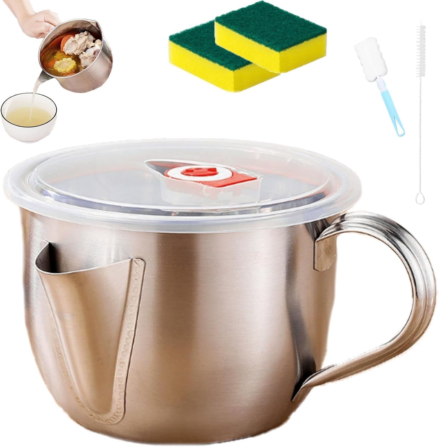 Amazon.com | Fat Separator with Dual Spout Design, Stainless Steel ...