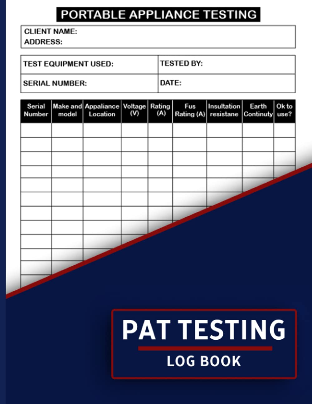 Buy Pat Testing Log Book: Portable Appliance Testing Certificate ...