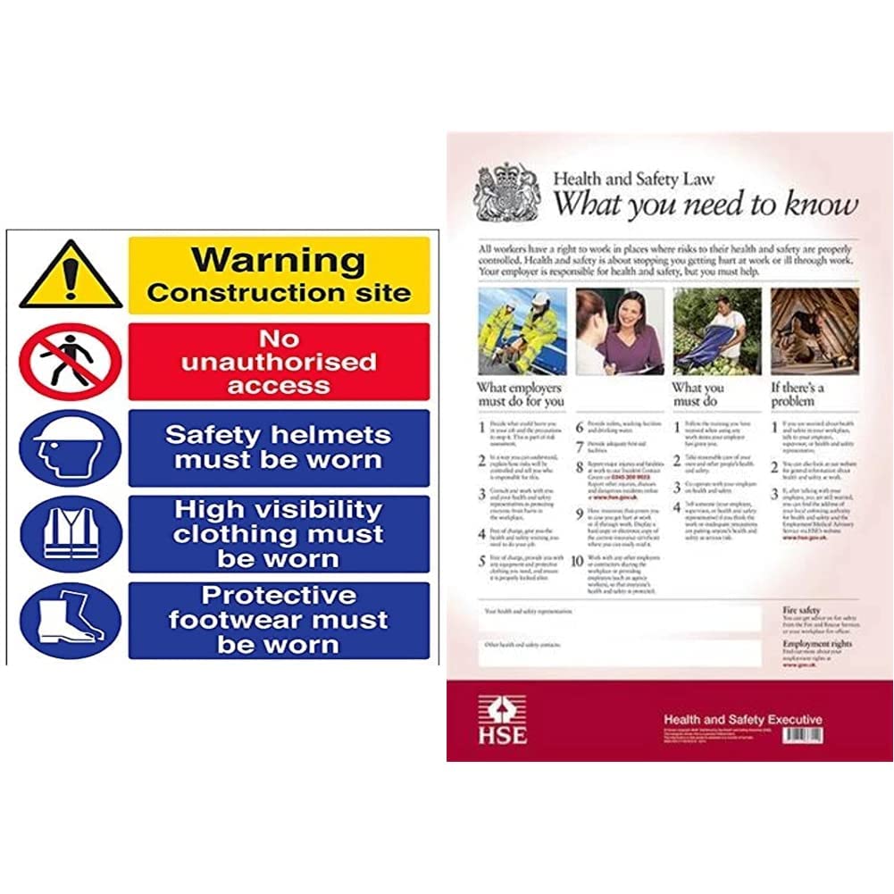 Buy VSafety Multi Hazard Site Safety High Viz Warning Sign - Portrait ...