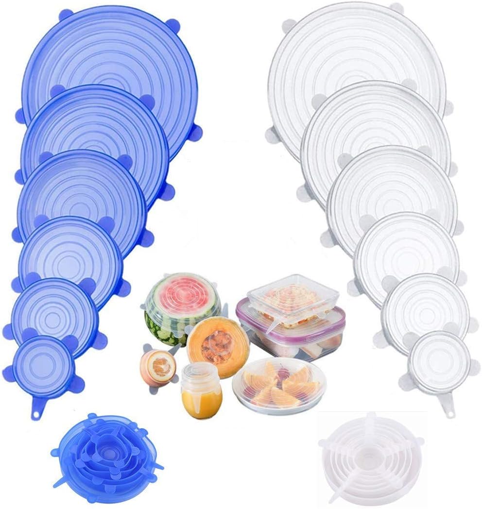 Silicone Stretch Lids,Reusable Durable and Expendable 12 Pack Multi ...