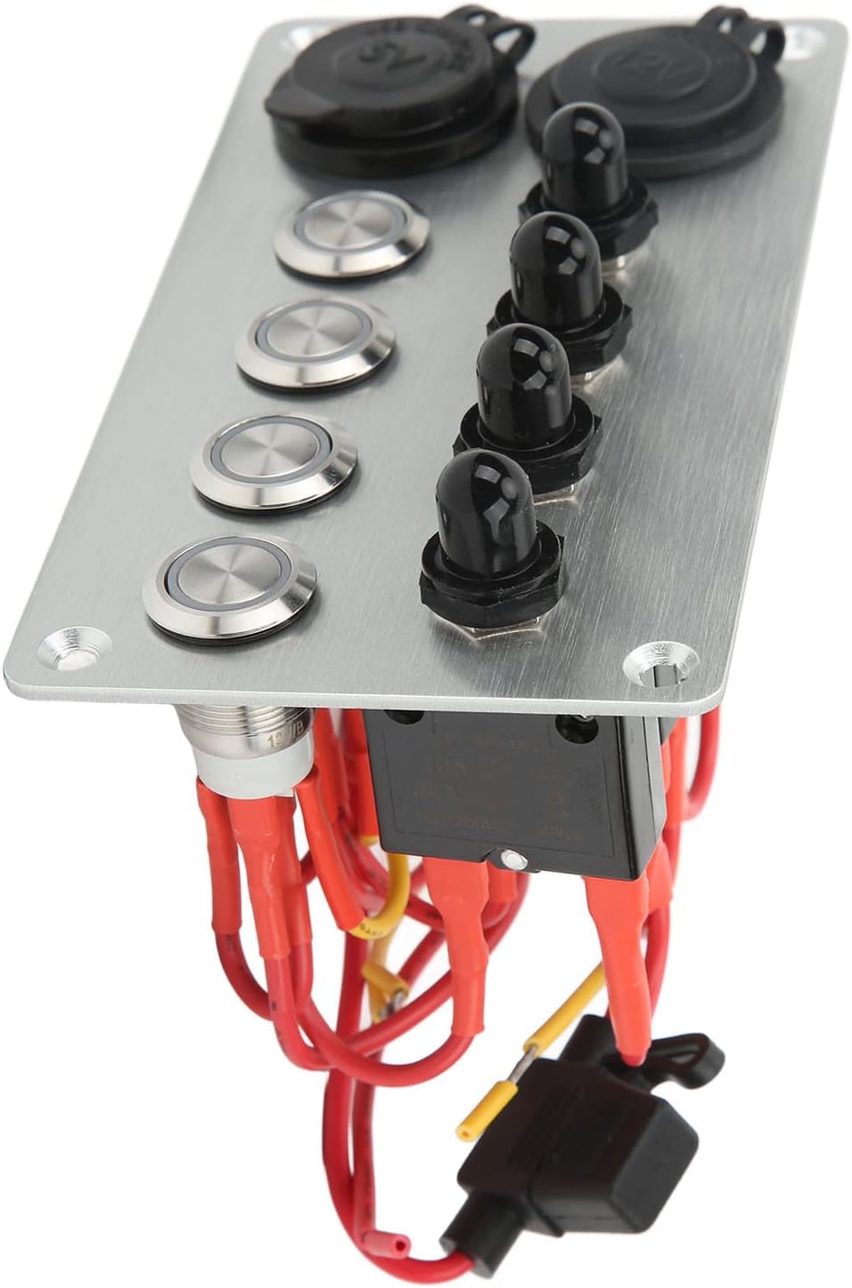 Amazon.com: Marine Boat Switch Panel 4 Gang Push Button Switch Panel ...