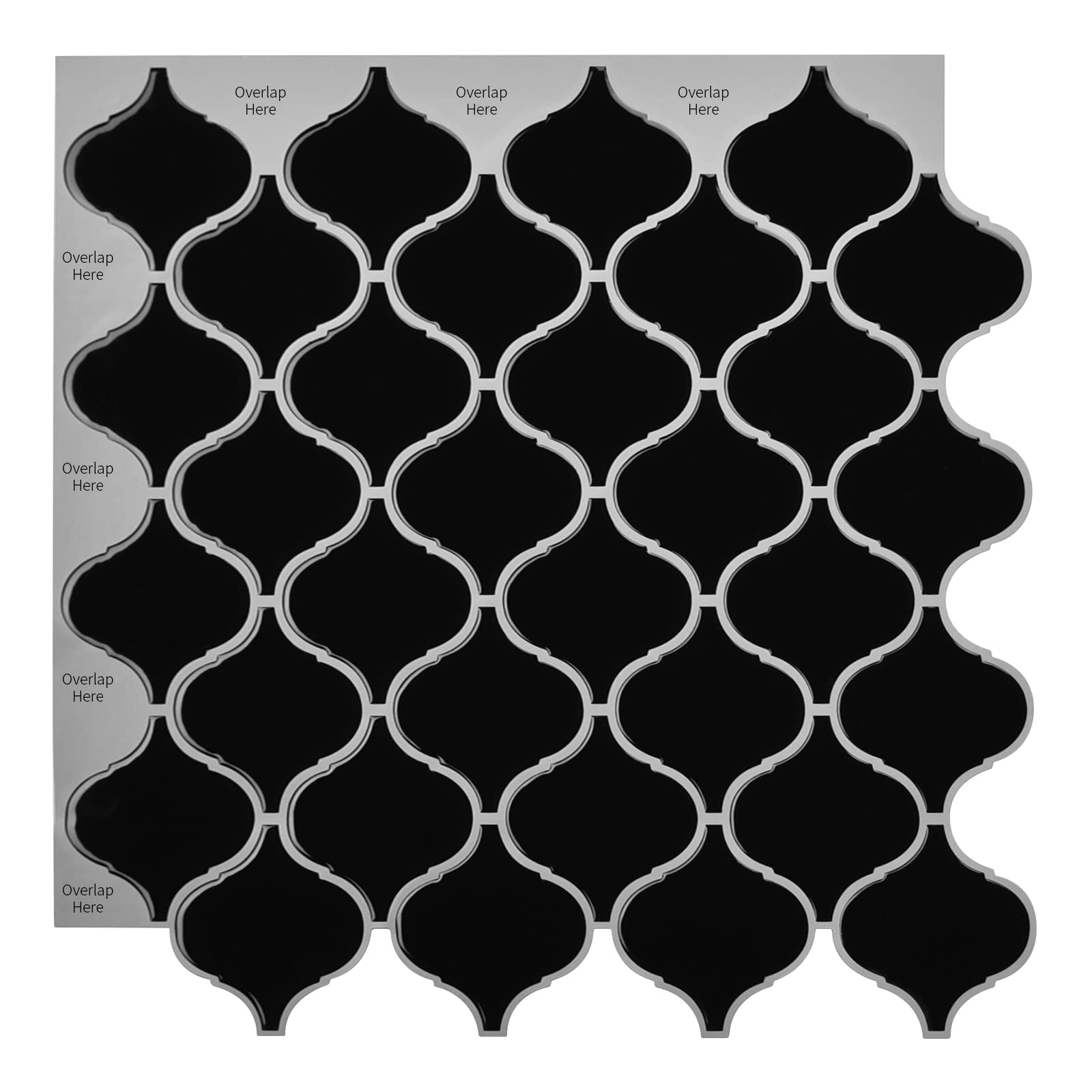 LONGKING 10-Sheet Black Arabesque Tile Peel and Stick Backsplash, 12” X ...