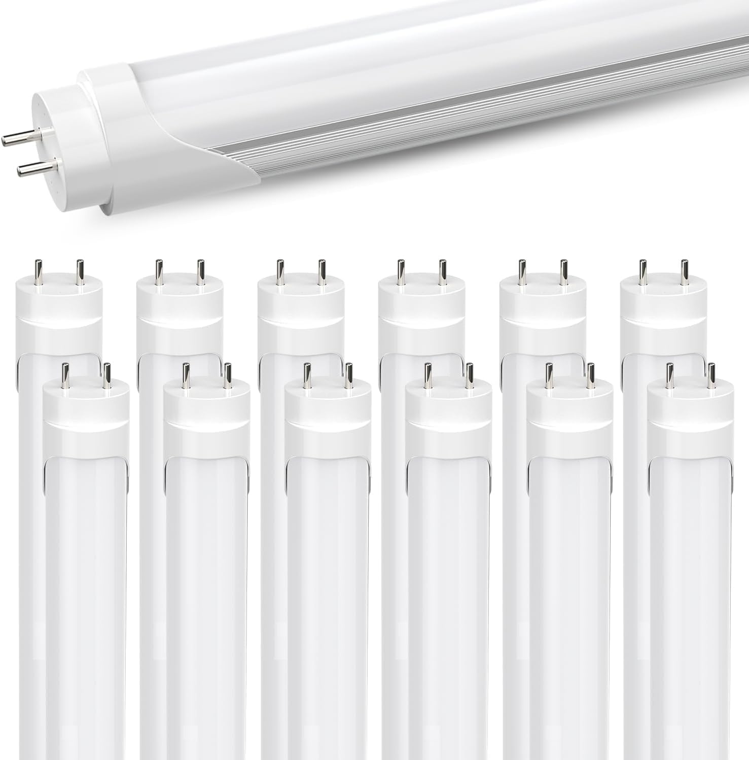 JESLED 4FT LED T8 Type A+B Tube Lights, 24W(65W Equiv.), 3072LM, 6000K, Single or Double End ...