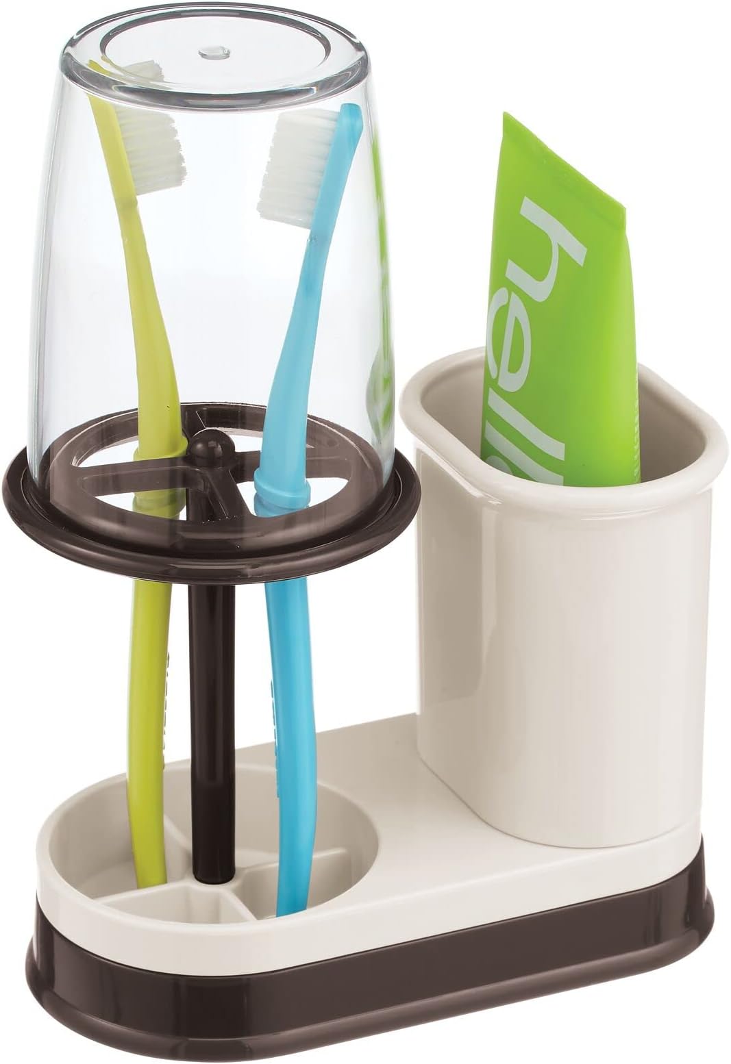 Amazon.com: Toothbrush Holder Stand with Cover/Cup, 3 Slots Toothbrush ...