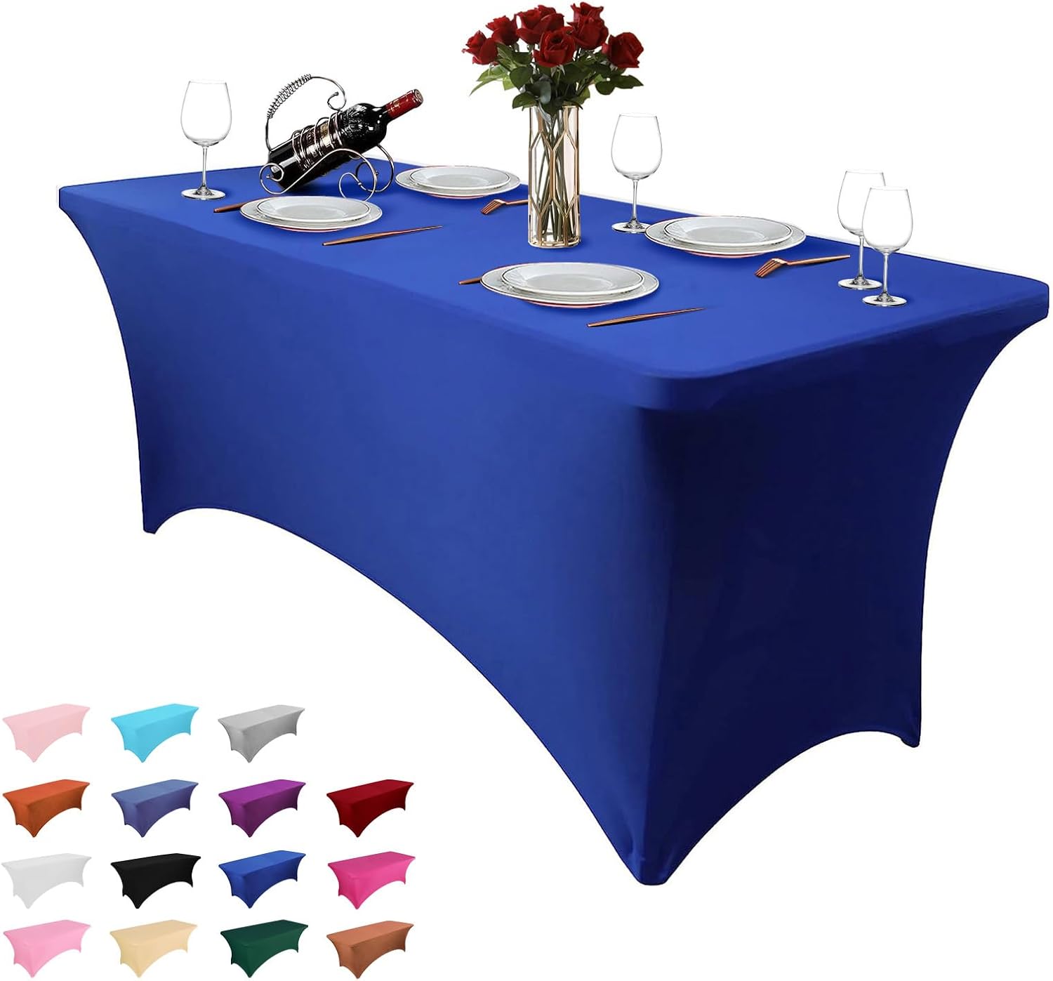 Amazon.com: Hussome 6FT Table Cloth for Rectangle Table Royal Blue ...