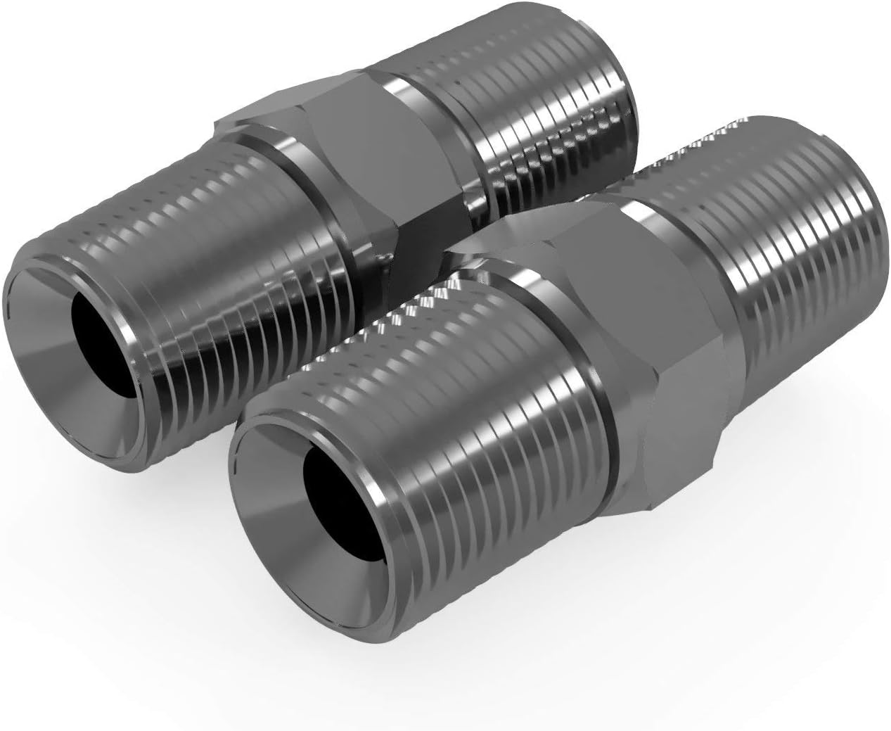 Buy 2 Pack - 316 Stainless Steel 14 NPT Male to 14 NPT Male Straight ...
