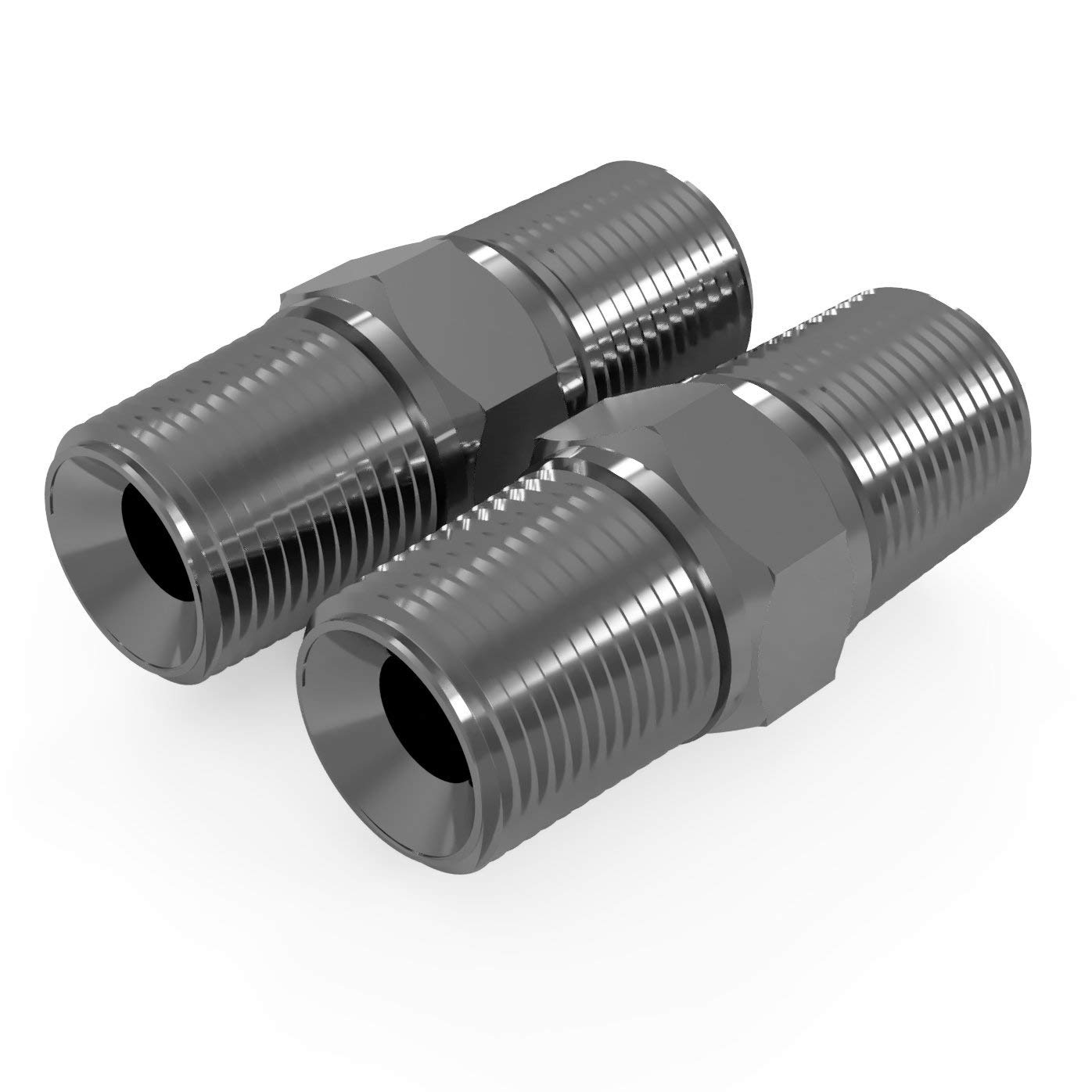 2 Pack - 316 Stainless Steel 1/4 NPT Male to 1/4 NPT Male Straight Hex ...