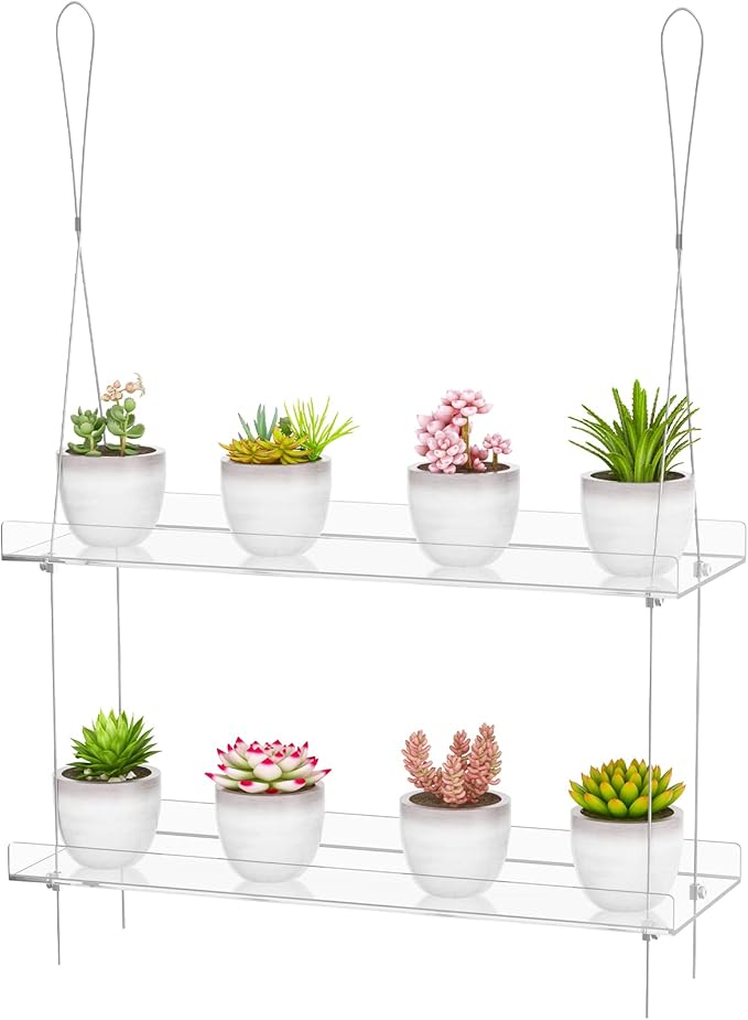 Amazon.com: 2-Tier Clear Hanging Window Plant Shelves 16inch,Indoor ...