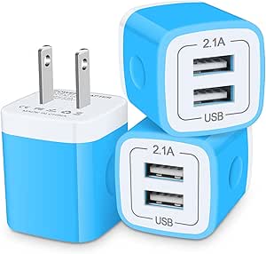 Amazon.com: Wall Charger Block, USB Wall Plug, 3 Pack Double USB Fast ...