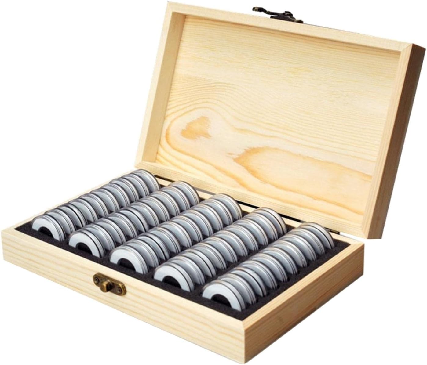 Amazon.com: misppro 1pc Premium Wood Coin Storage Box for 50pcs Coins ...