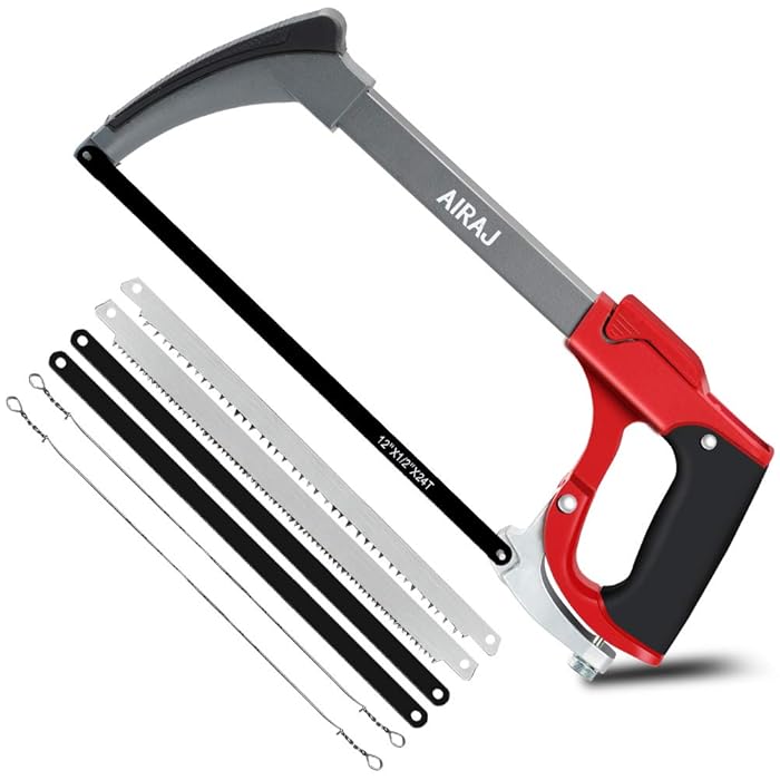Buy Hacksaw,AIRAJ Multi-Purpose Hacksaw Frame with 7 Steel Saw Blades ...