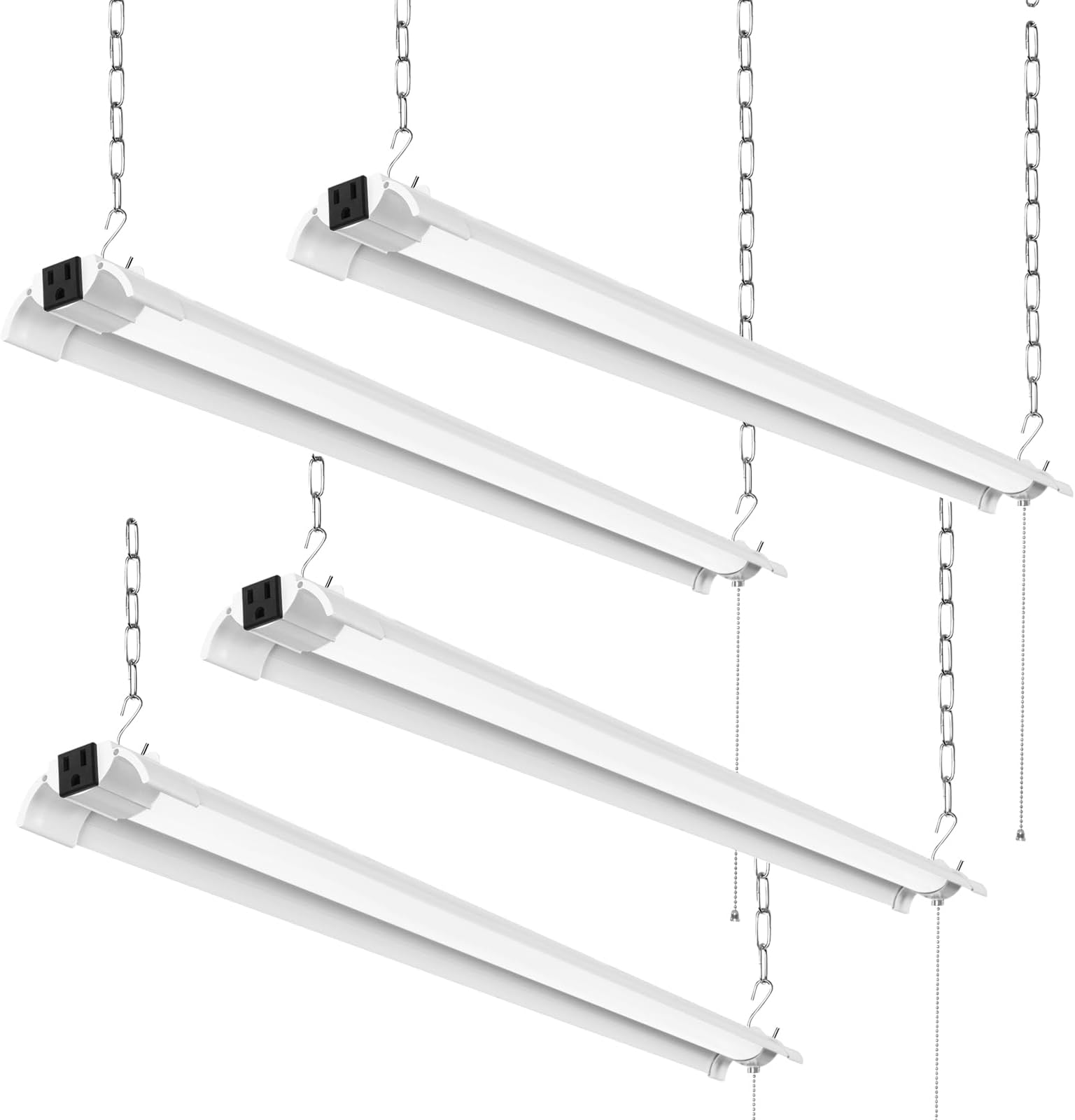 ENATECLITE 4-Pack 4ft Linkable Led Shop Light, Plug in Garage Lighting ...