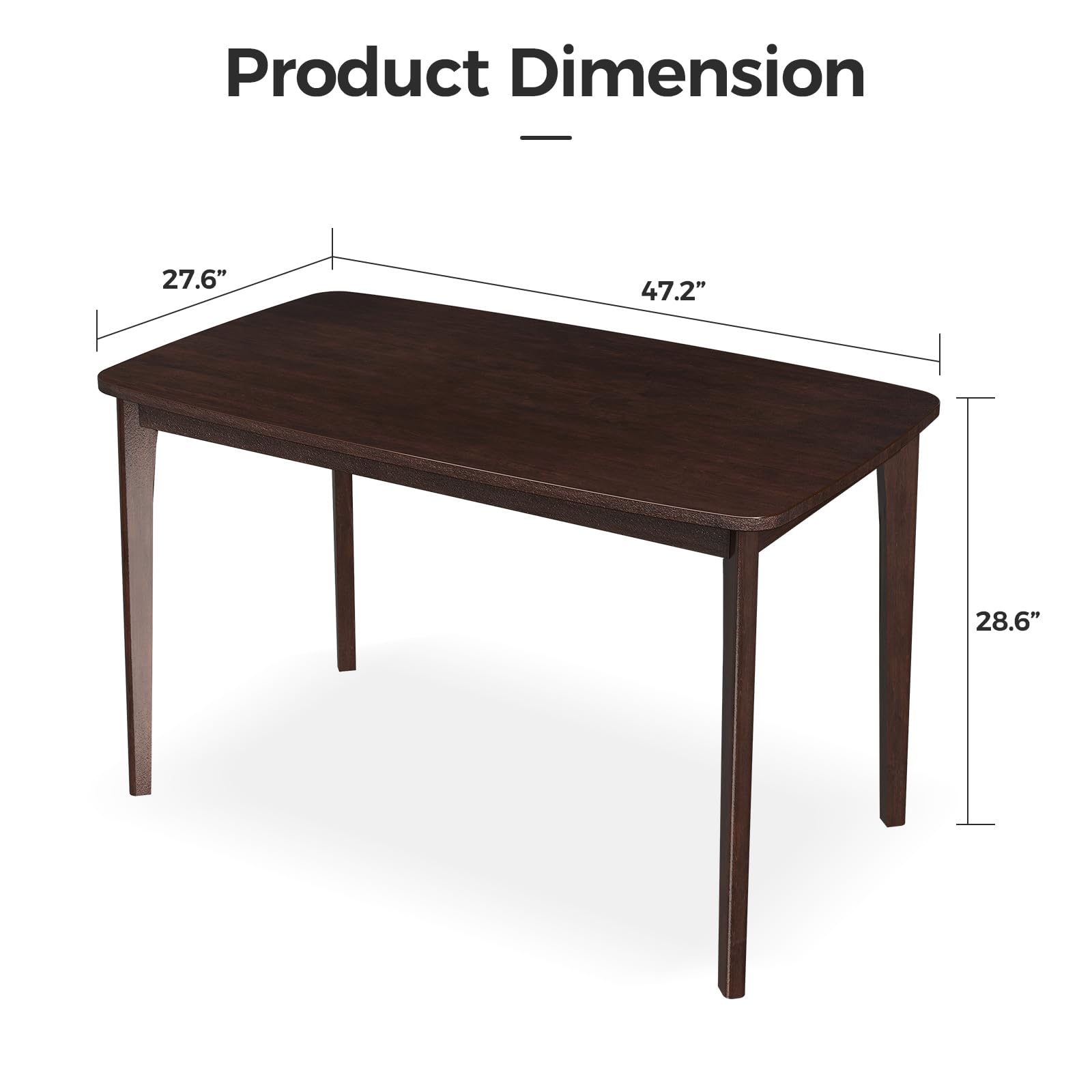 KKL Dining Table, 47" Kitchen Table for 2, Mid Century Modern Wood ...