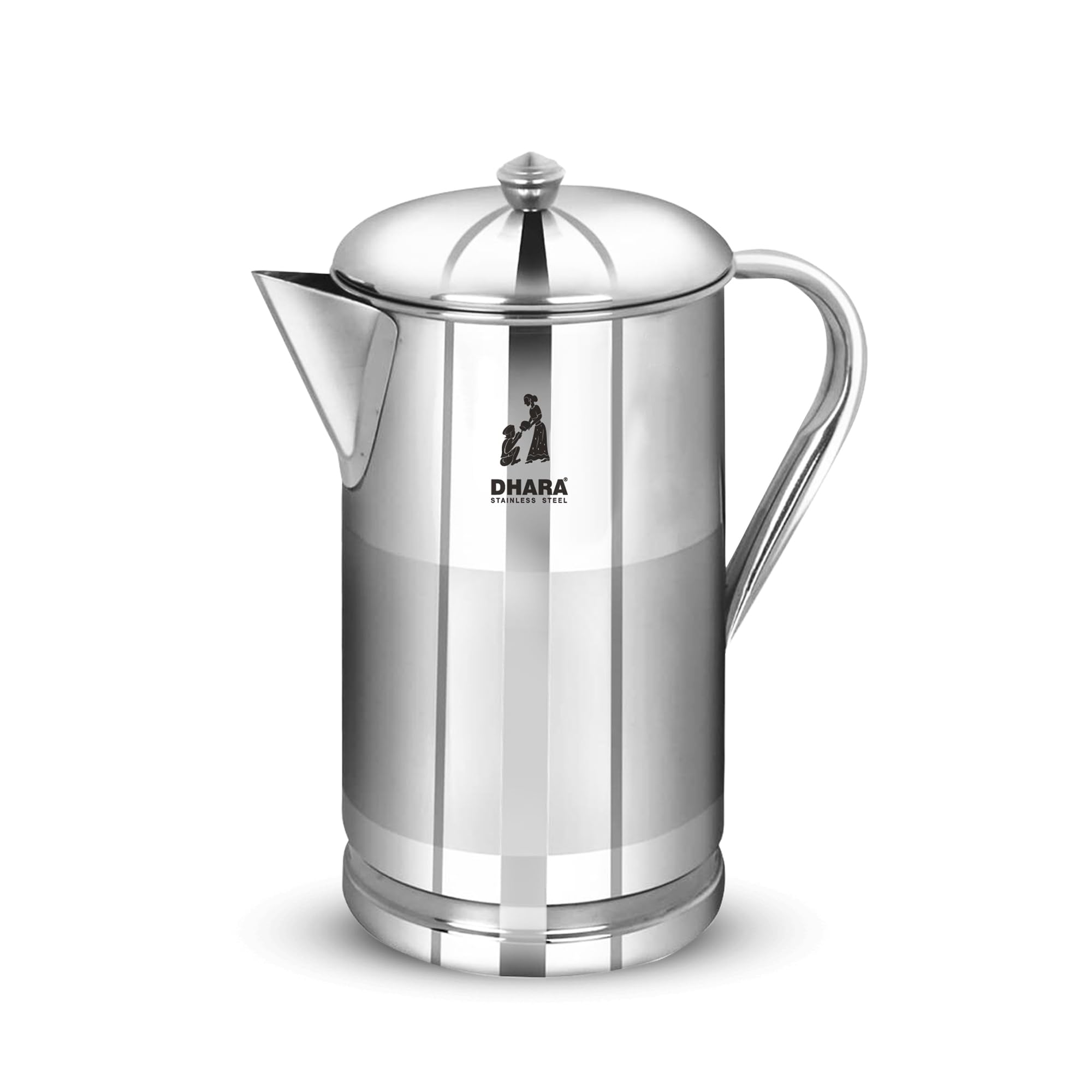 Dhara Stainless Steel Slimline Water Pitcher with Lid 1 Liters | Food ...