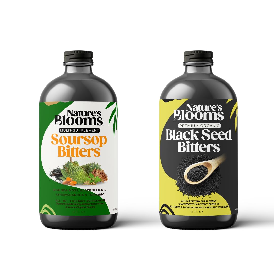 Amazon.com : Nature's Blooms Soursop & Black Seed Bitters Bundle, 16 oz ...