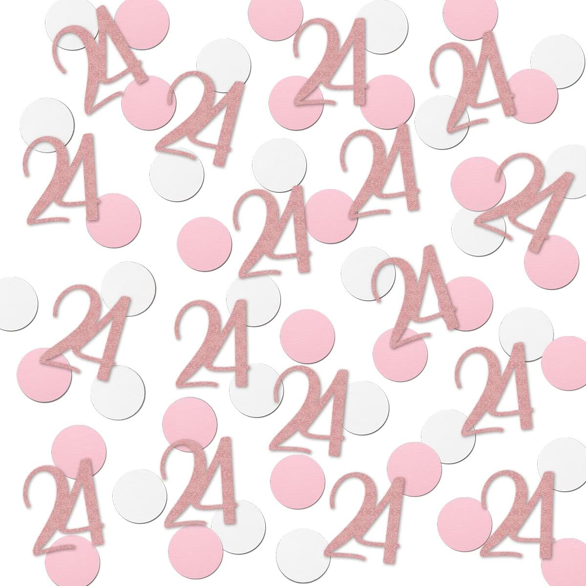 Amazon.com: Rose Gold 24 Confetti, 24th Glitter Birthday Number ...