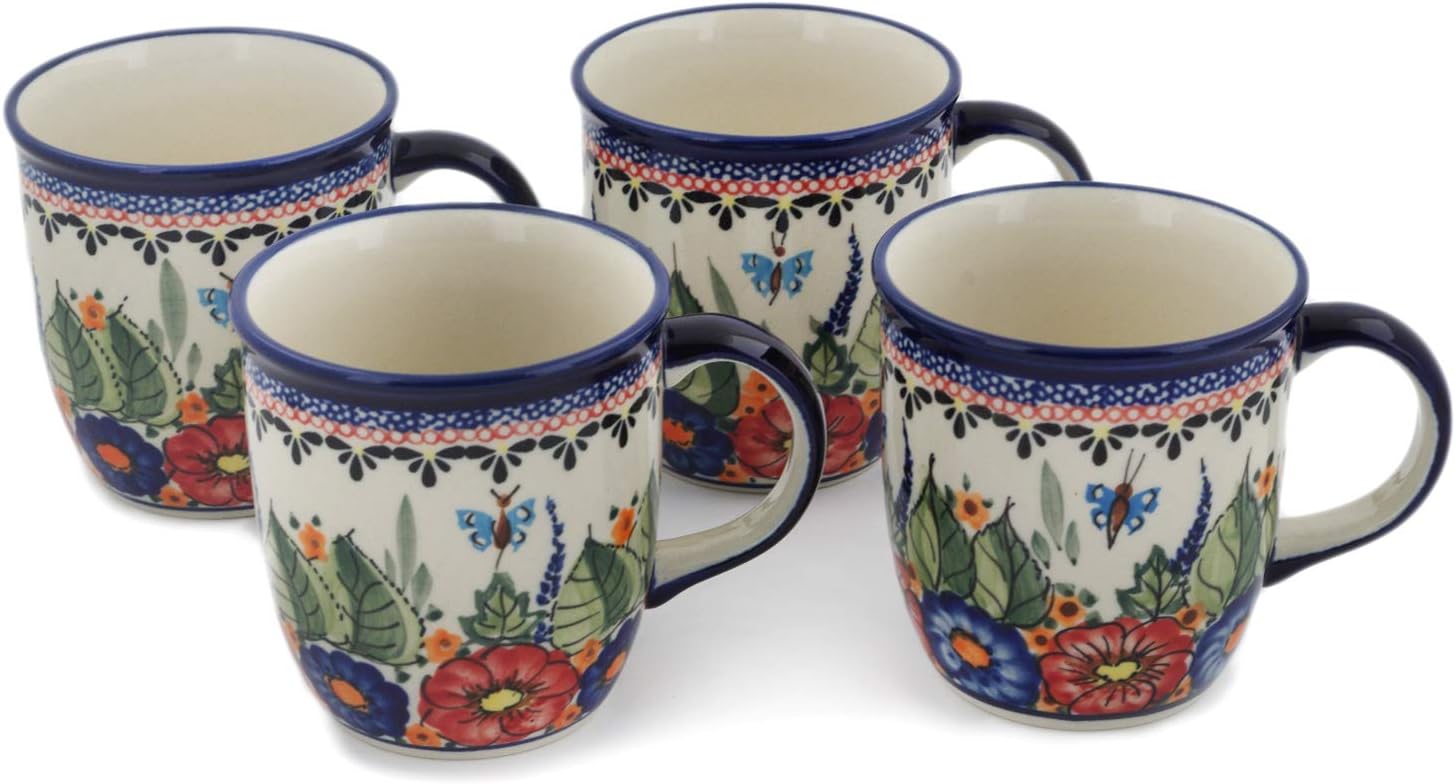 Amazon.com | Polish Pottery mug set of 4 (Spring Splendor Theme ...