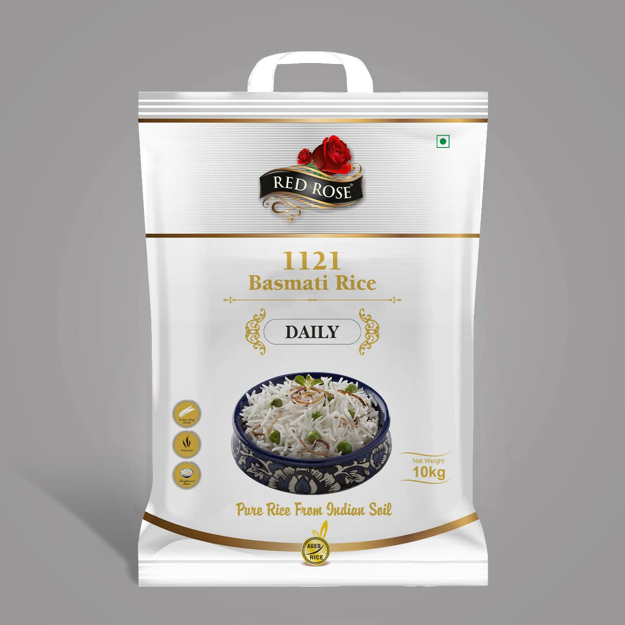 Red Rose Daily Basmati Rice 10Kg, Aged Rice, Rich Aroma, Perfect for ...