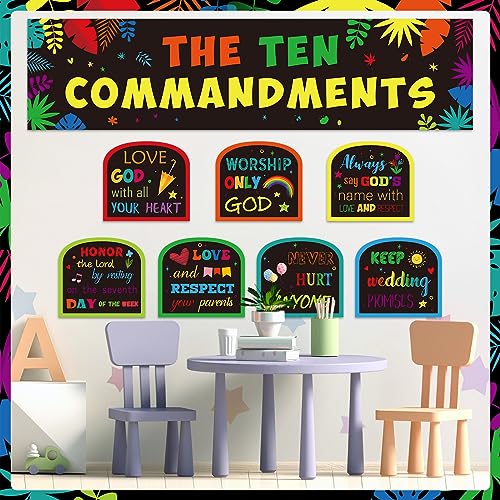 Pasimy Ten Commandments Poster for Classroom Decorations Christian ...