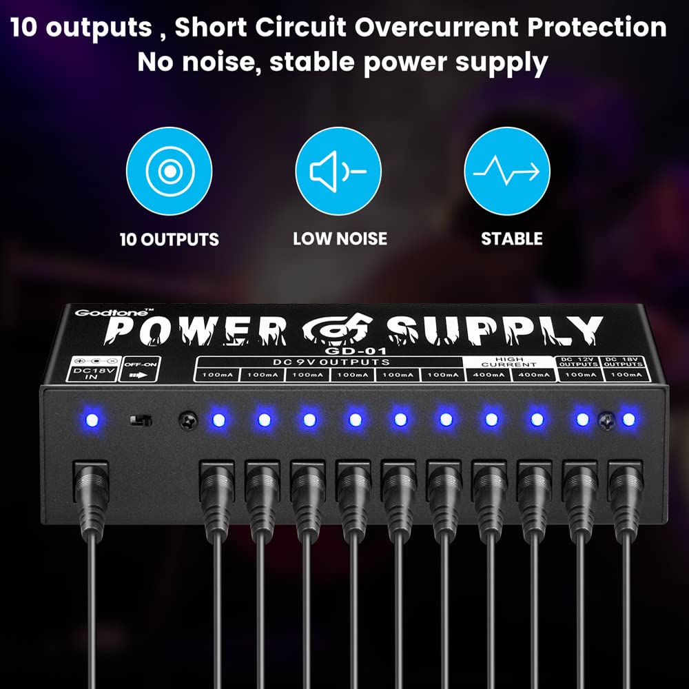 Snapklik.com : GD-01 Guitar Pedal Power Supply High Current 10 Isolated ...