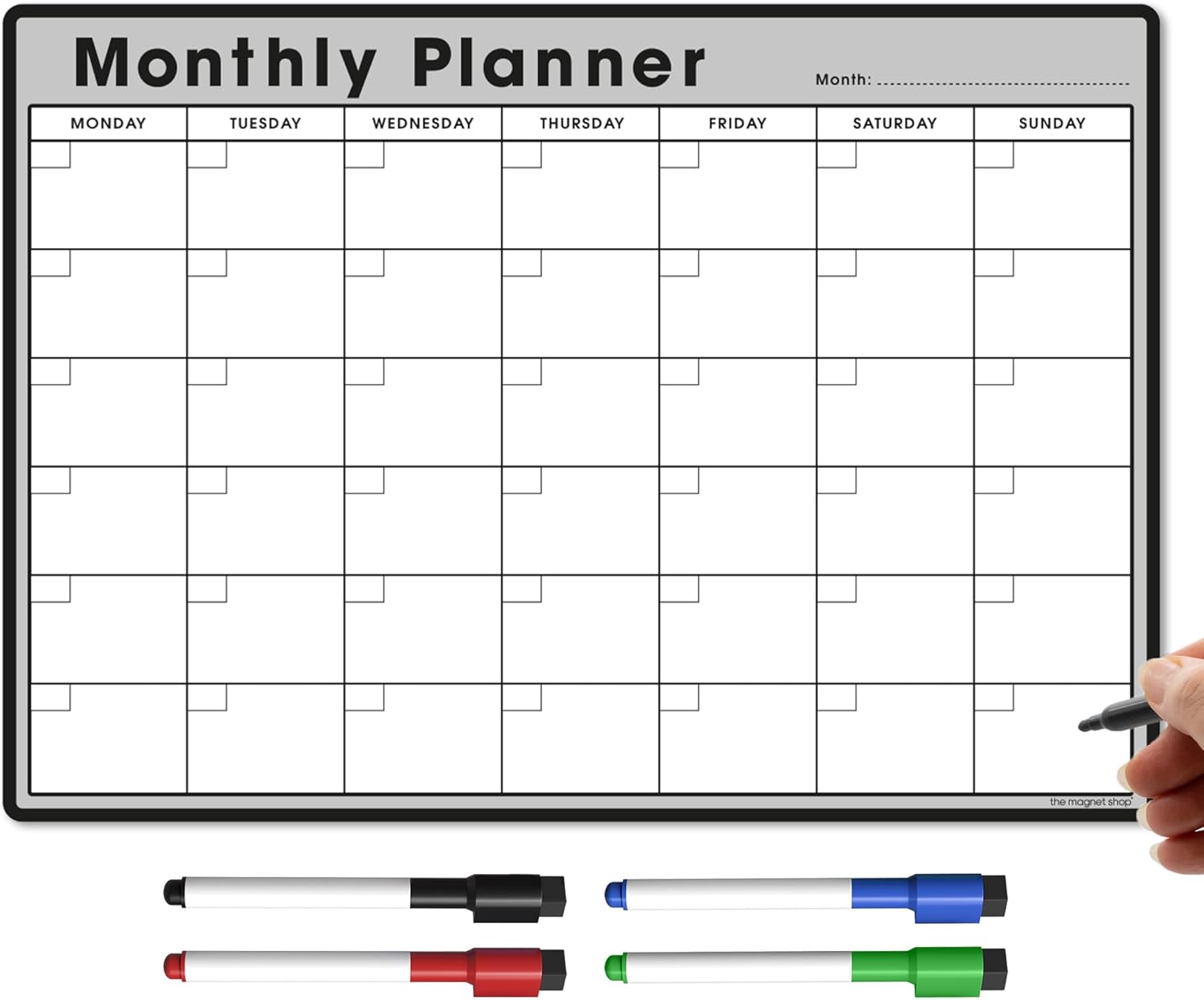 TMS A3 Monthly Planner Whiteboard | Magnetic Fridge Calendar for Meal ...