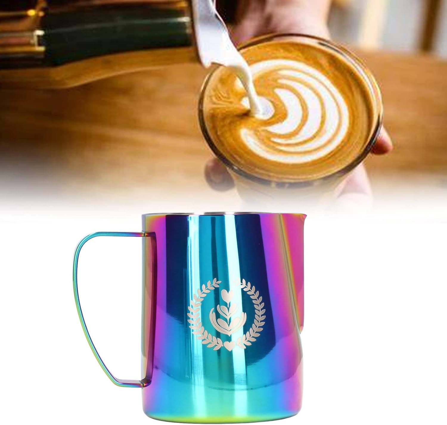 Jarra para espumar, jarra para espumar leche, 600 ml, acero inoxidable ...