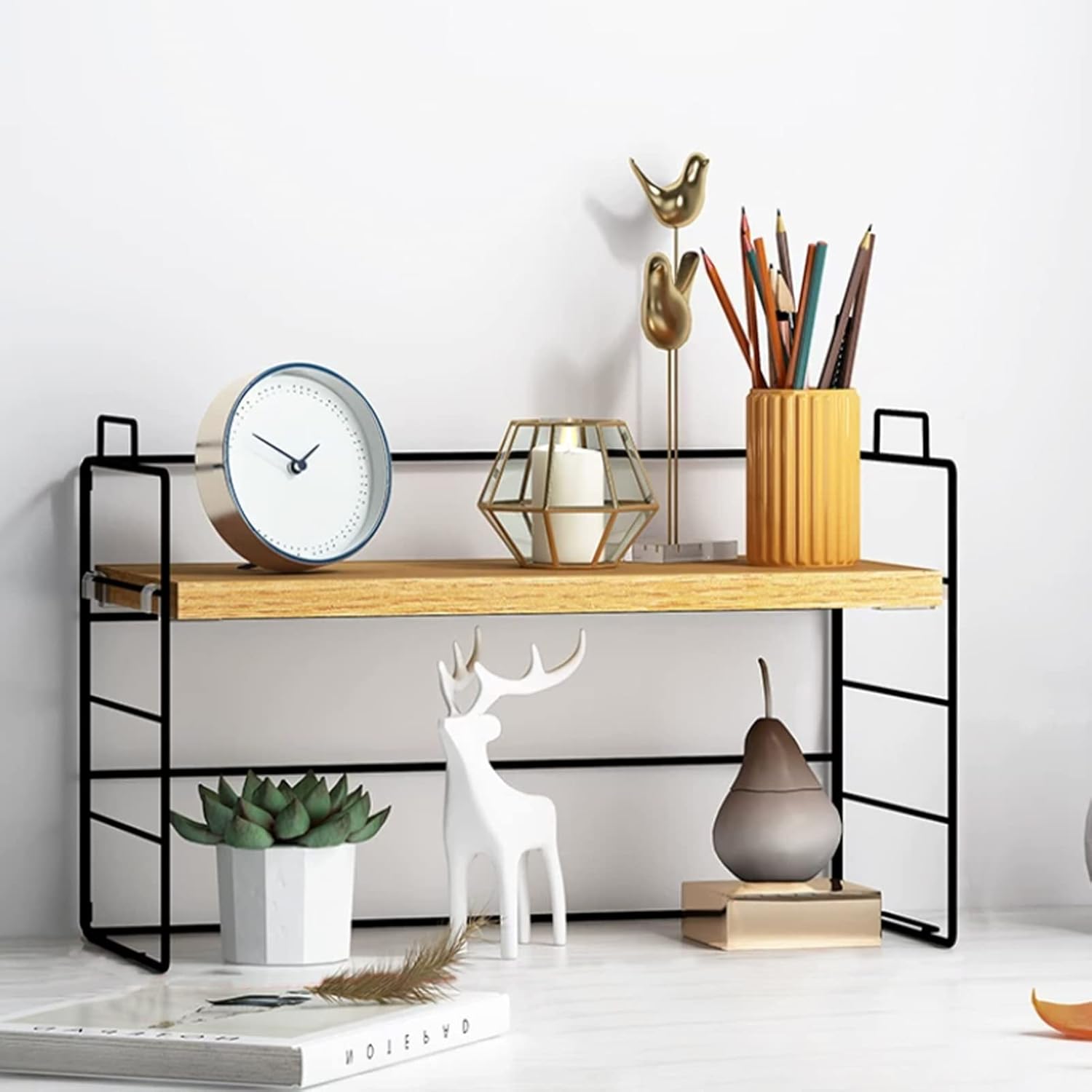 Amazon.com: Desktop Storage Shelves, Original Wood Colour Countertop ...