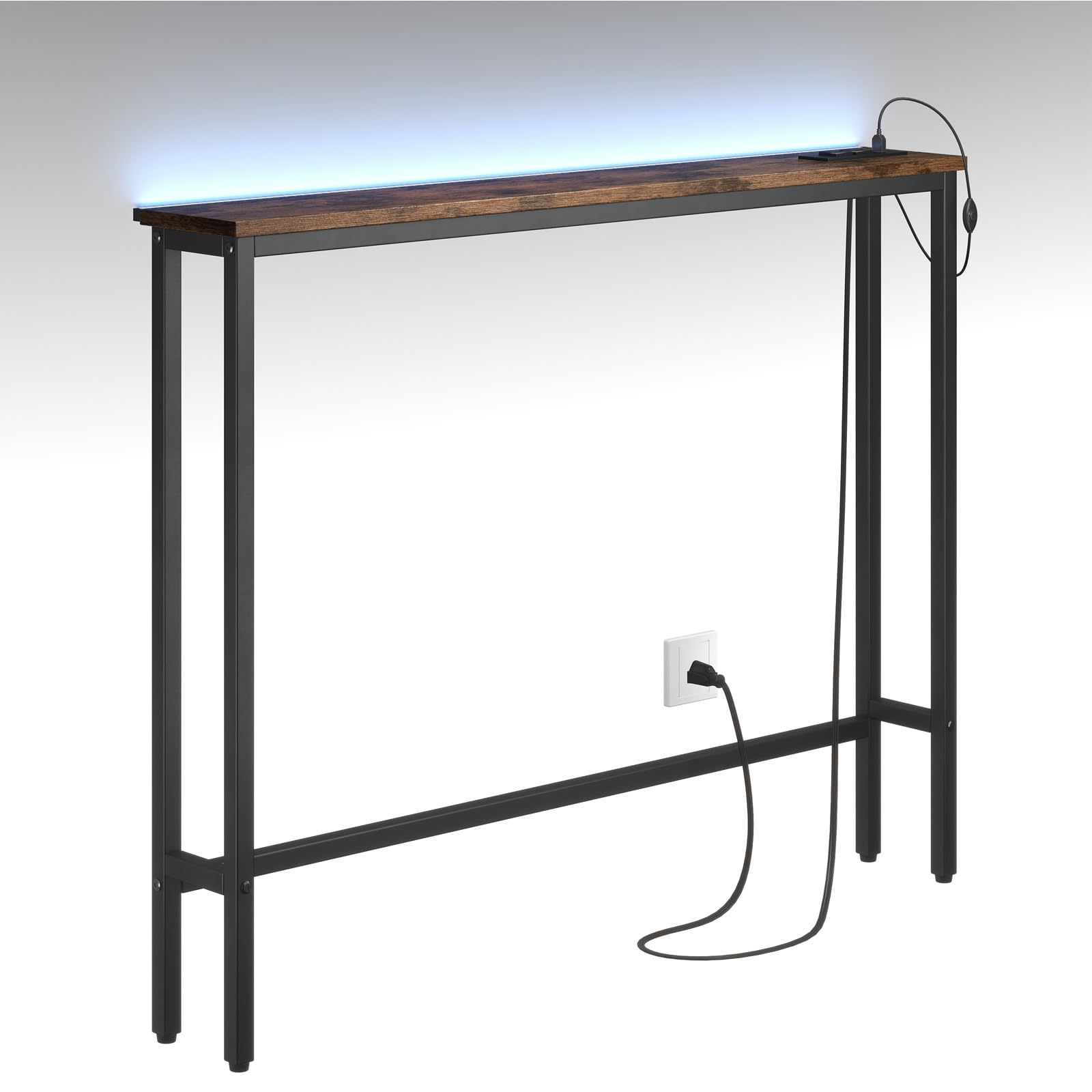 ELYKEN 5.9" Narrow Console Sofa Table with 7 Colors LED Light Strip, 5. ...