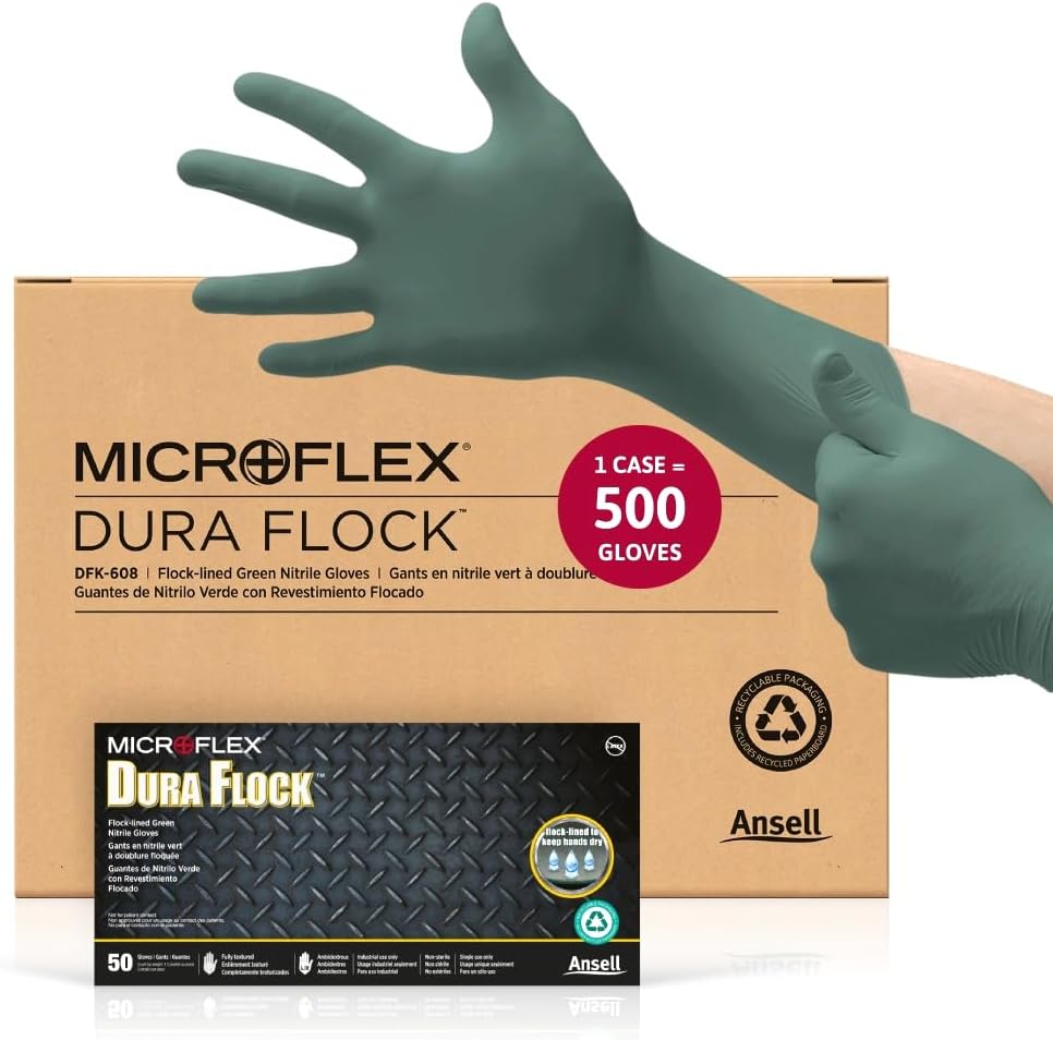 Microflex DFK-608-XXL Dura Flock XX-Large Flock-Lined Gloves : Amazon ...