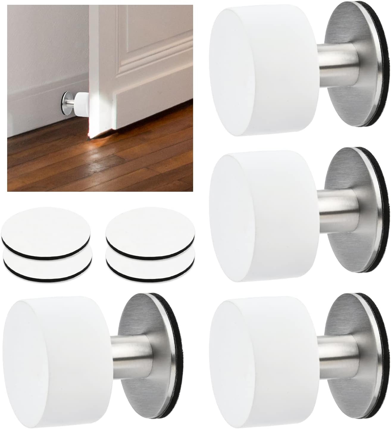 BAAB ORGANIZING 3 Pack Door Stoppers for Skirtings Screw, White Rubber ...