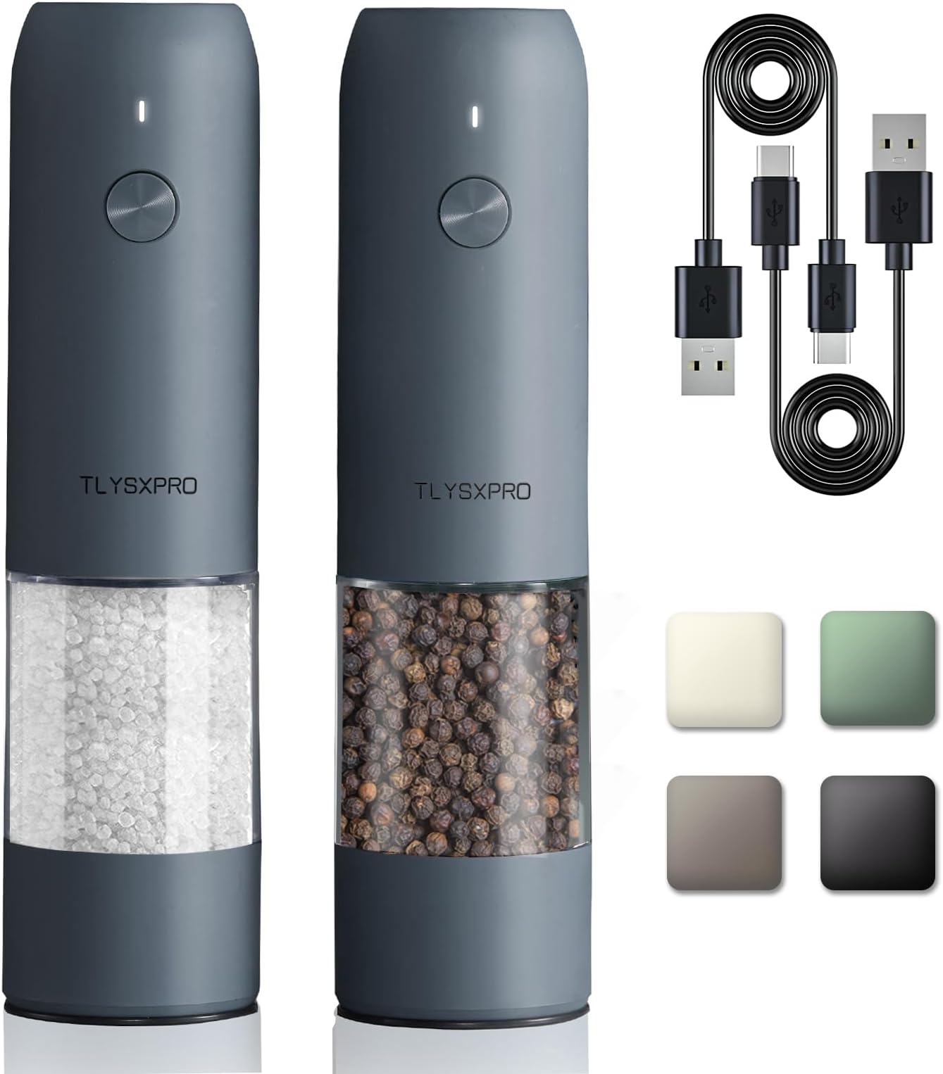 Amazon.com: Electric Salt and Pepper Grinder Set - USB Rechargeable,LED ...