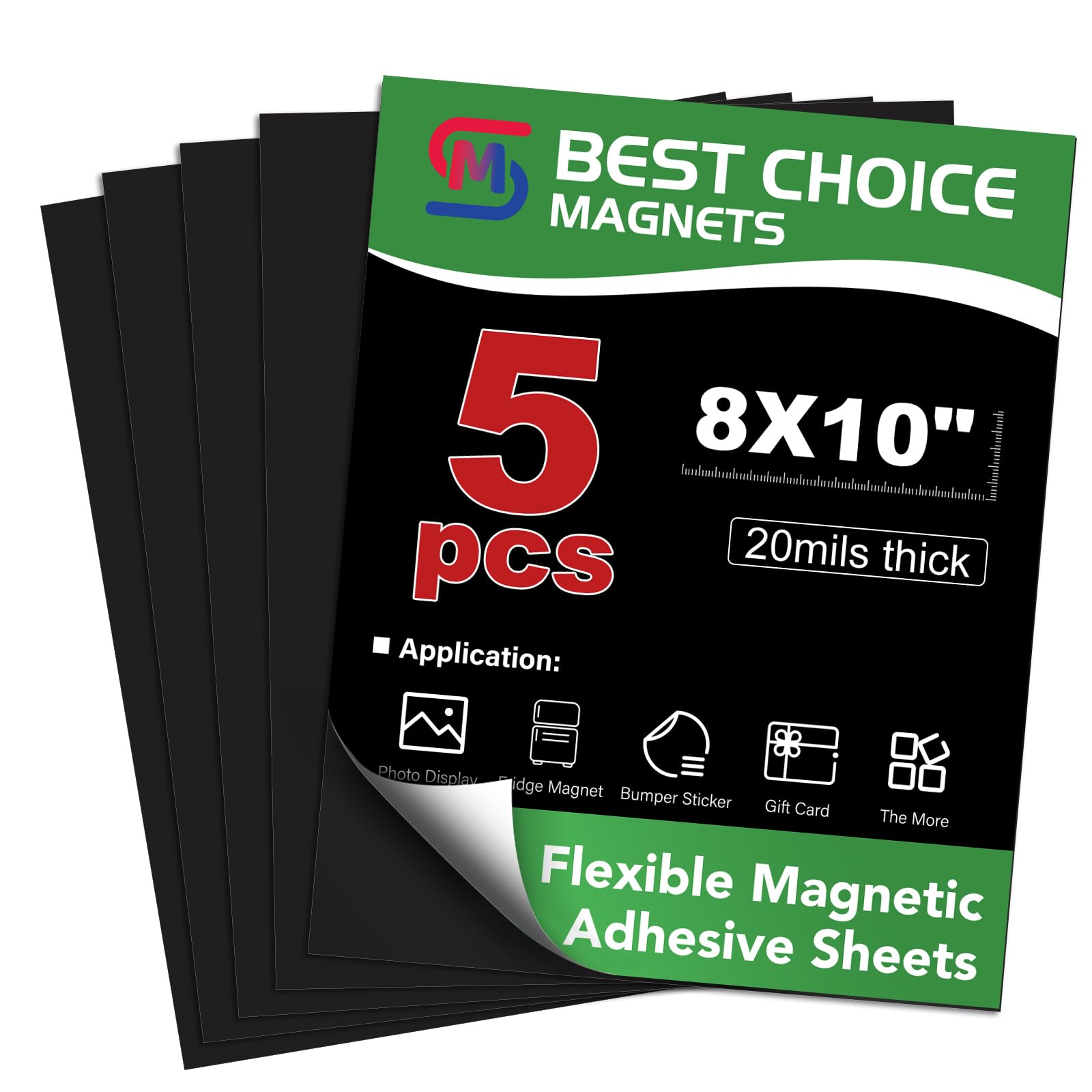 Snapklik.com : 5P Adhesive Magnetic Sheets 8" X 10"Flexible Magnetic ...