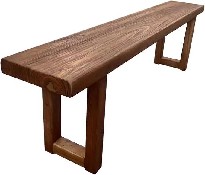 LYUCAYHQ Outdoor Bench, Solid Elm Wood Front Porch Benches Outdoor ...